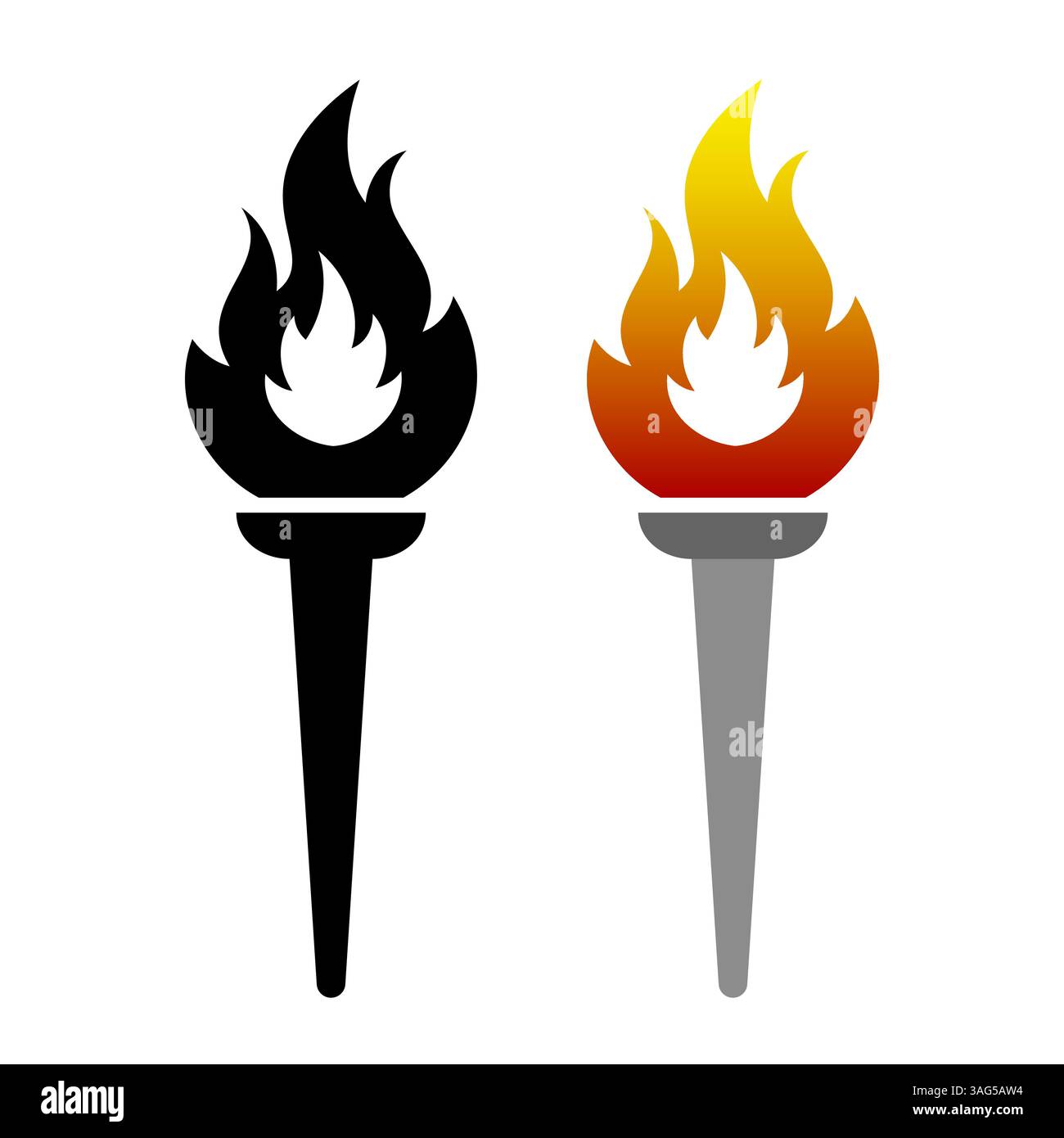 Torch icon. Colored and black torch icons isolated on white background ...