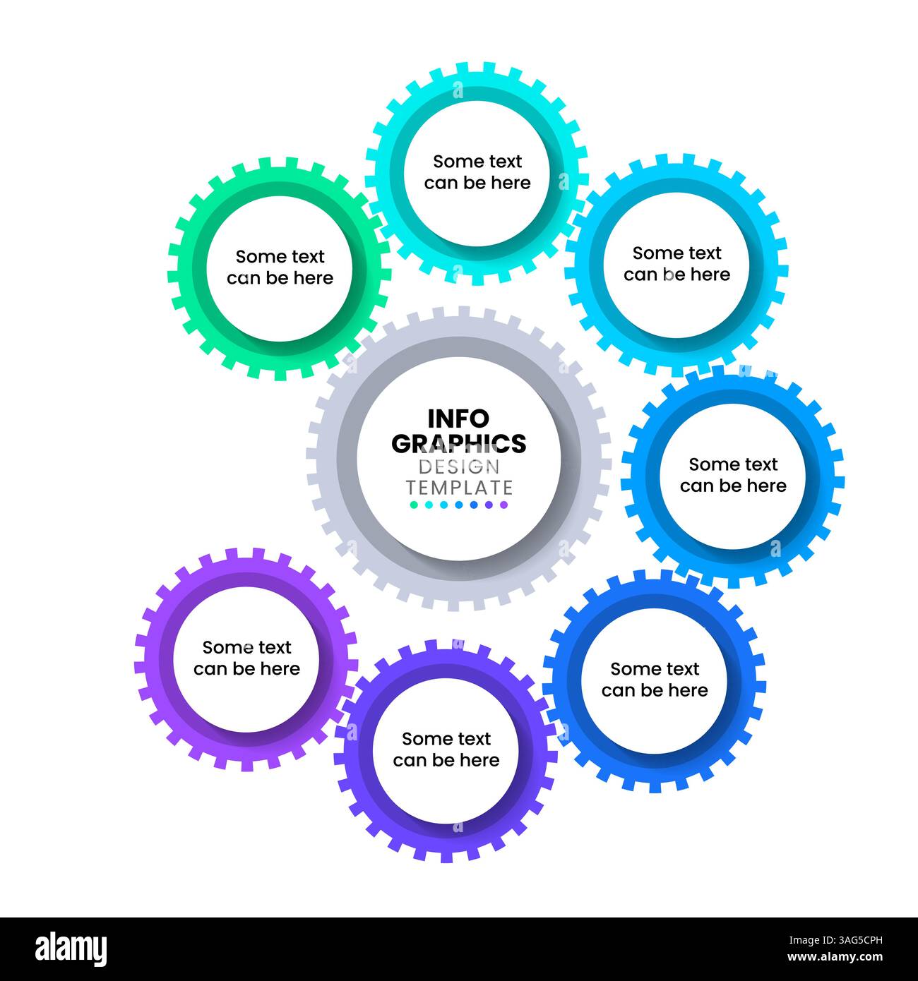 Infographic template with 7 options or steps. Gears. Can be used for ...