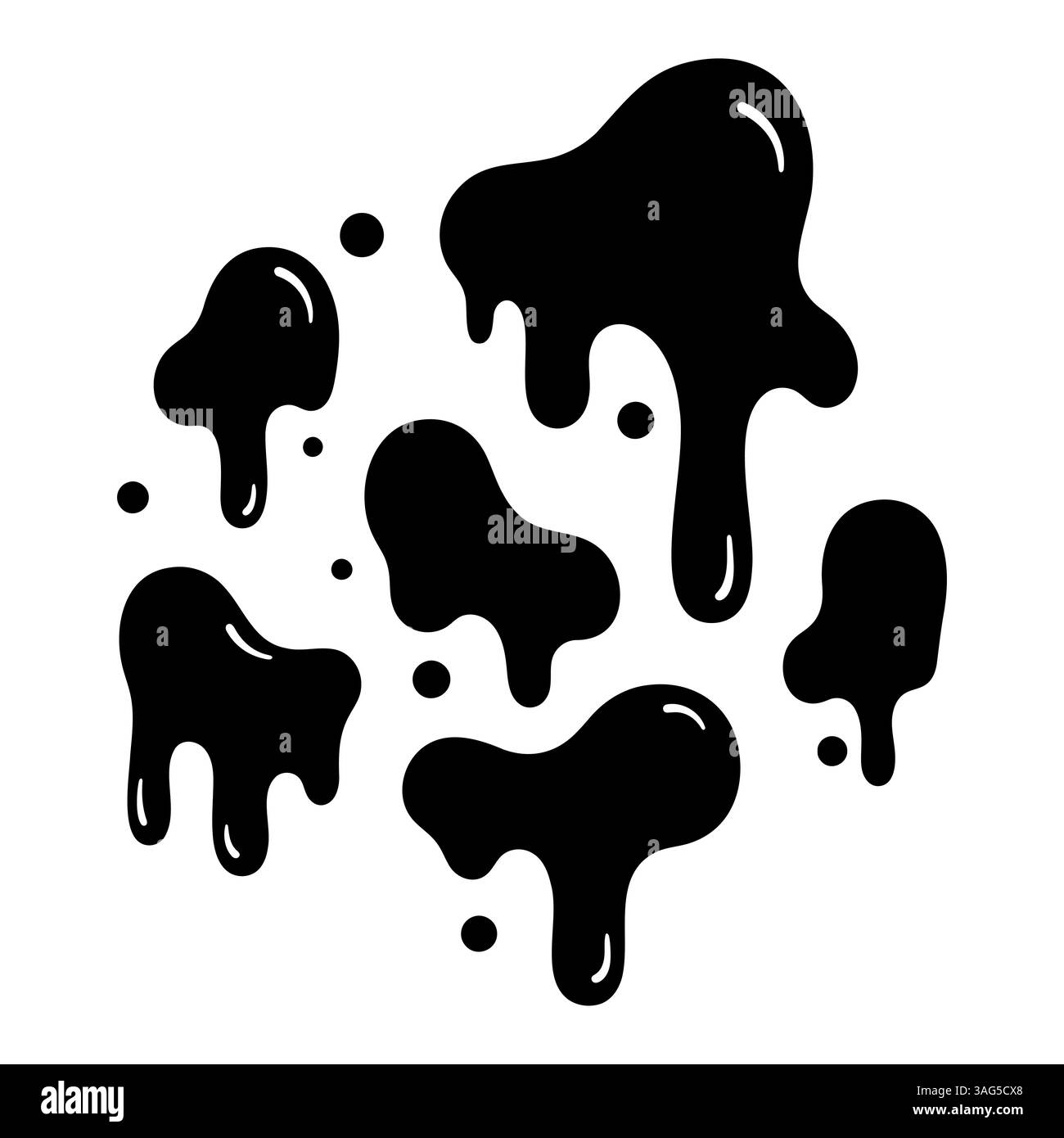 Drip icons set. Black silhouettes of various shapes of dripping and ...