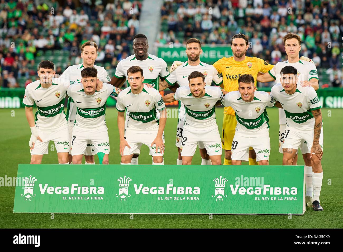 ELCHE, SPAIN - APRIL 7: The Elche CF team line up for a photo prior to ...