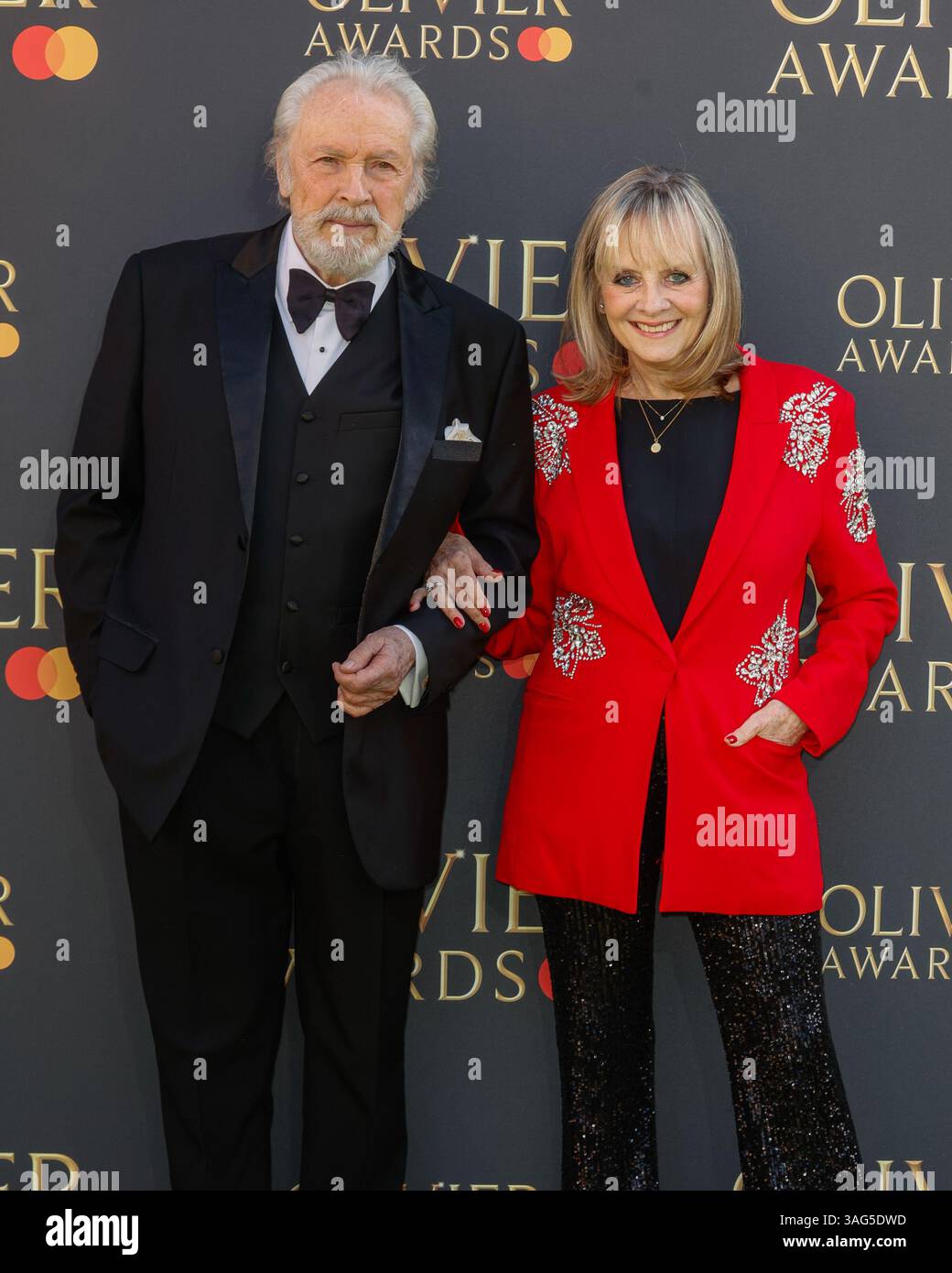 London, UK. 06th Apr, 2025. Twiggy and Leigh Lawson attend the Olivier Awards 2025 at the Royal ...