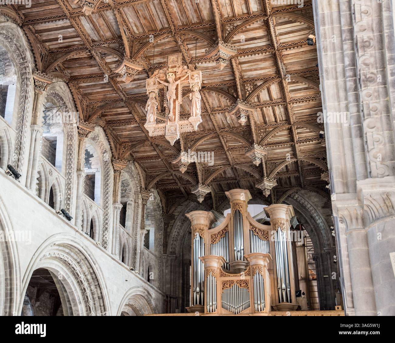 Elaborate decoration including panelled ceiling and rococo organ at St ...