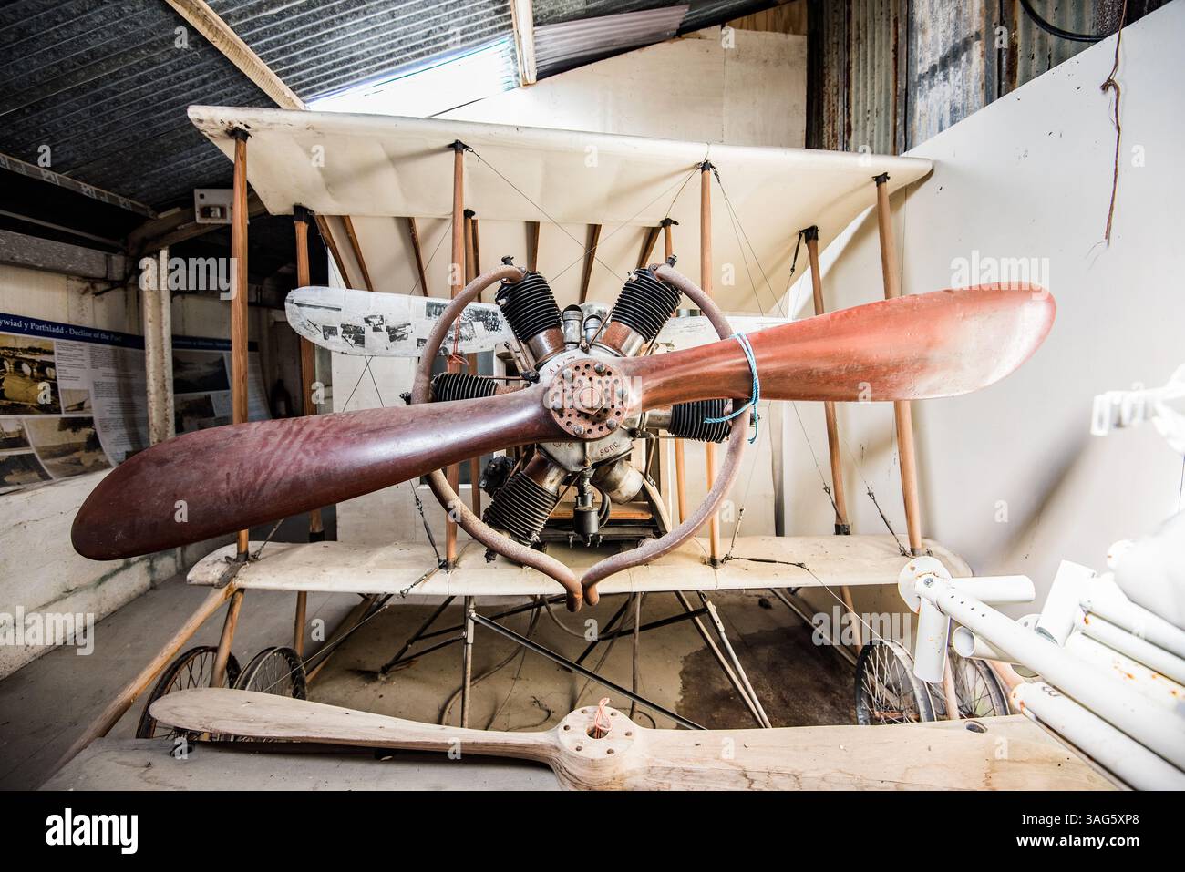 Historic aviation, with an Anzac aero engine and propeller, associated ...