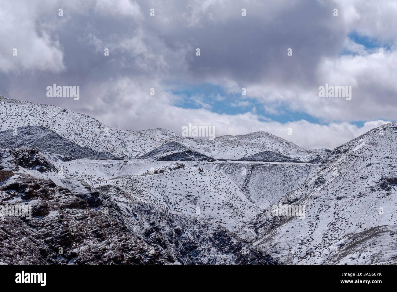 High Atlas Mountains, Morocco, photographed after a fall of snow in ...