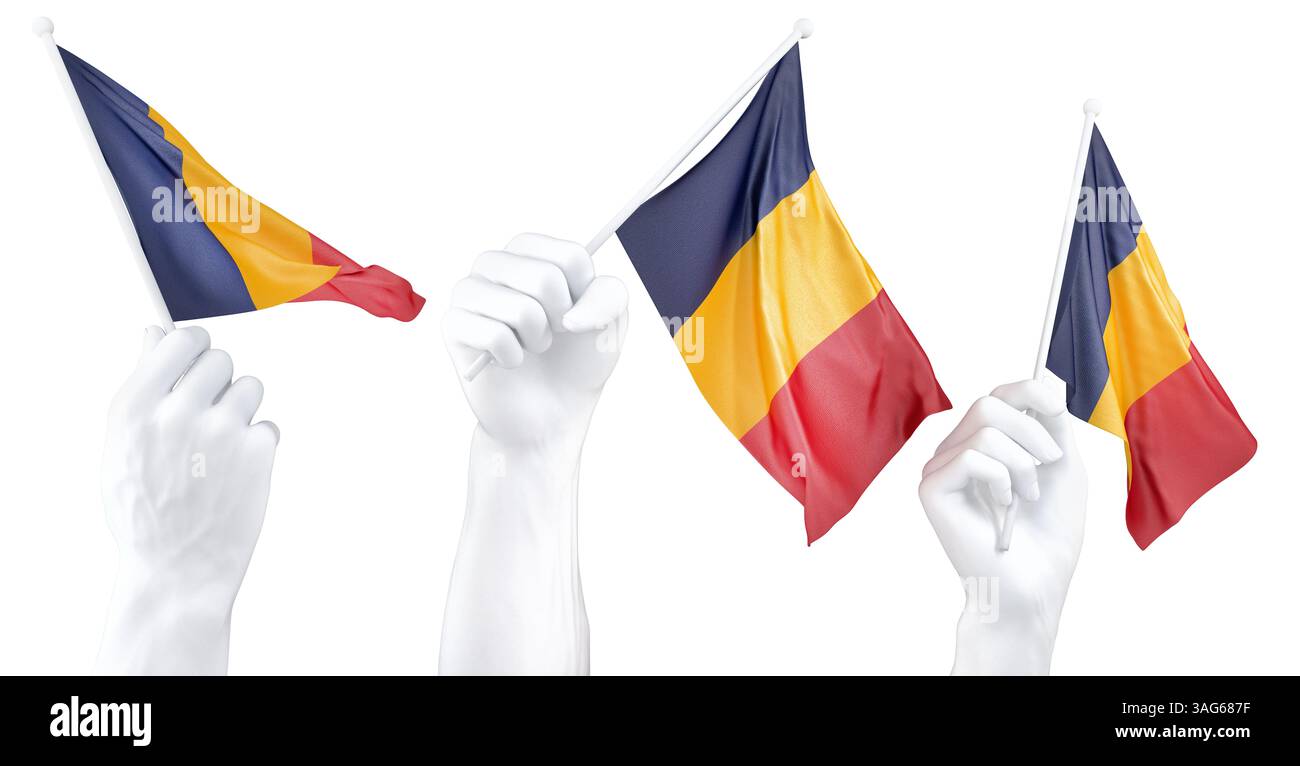 Hand holding flag of Chad. Isolated 3d Rendering Stock Photo - Alamy