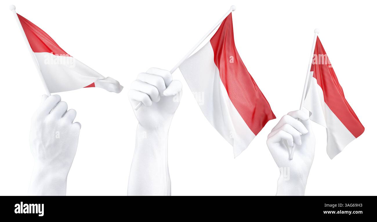 Hand holding flag of Monaco. Isolated 3d Rendering Stock Photo - Alamy