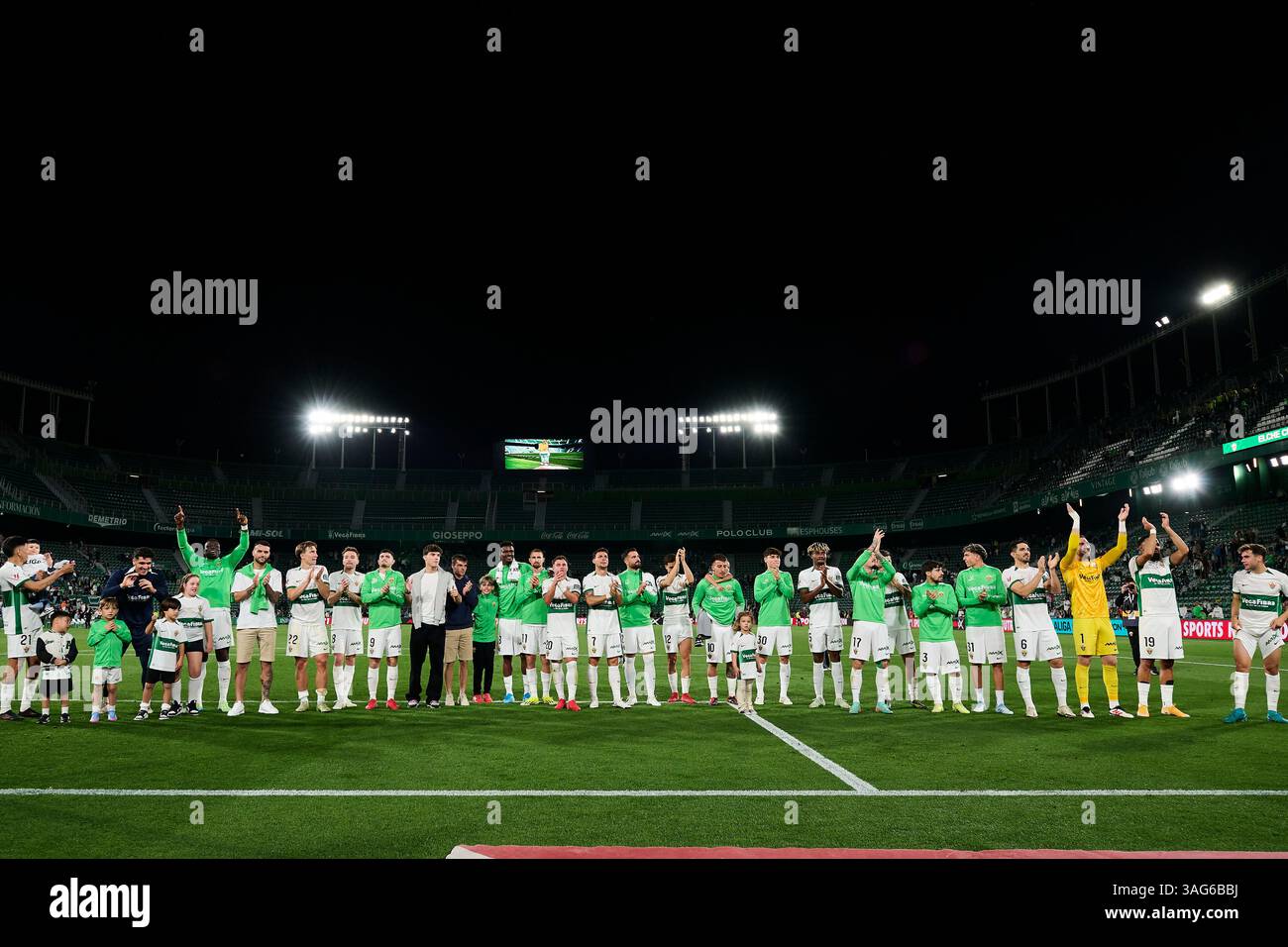 Elche, Spain. 08th Apr, 2025. ELCHE, SPAIN - APRIL 7: Players of Elche ...
