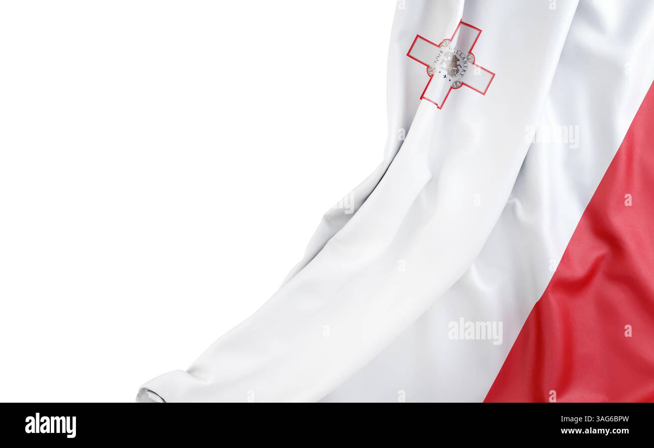 Flag of Malta with empty space on the left. Isolated. 3D Rendering ...
