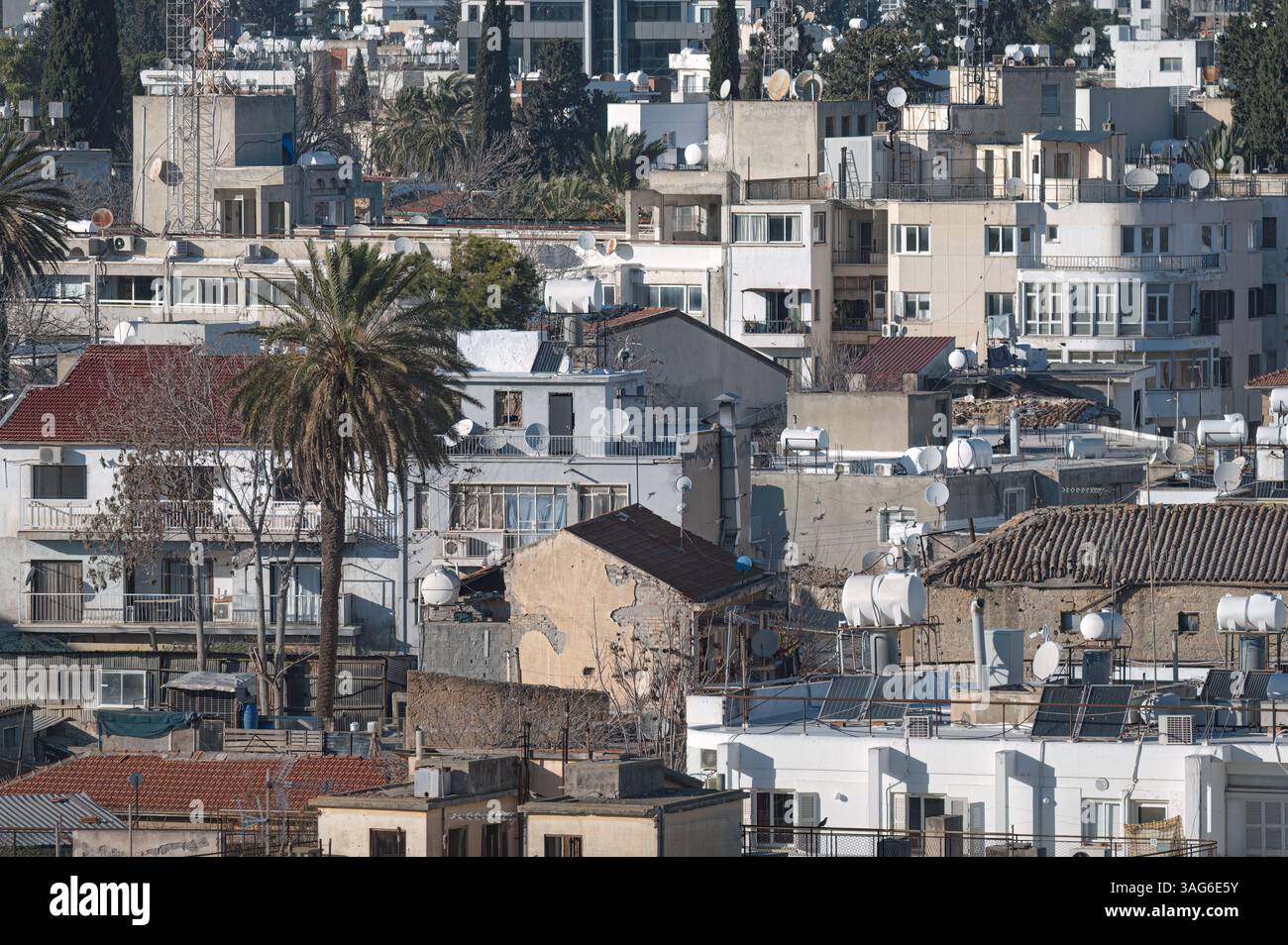 Residential neighborhood in Old Town of Nicosia with UN Buffer Zone ...