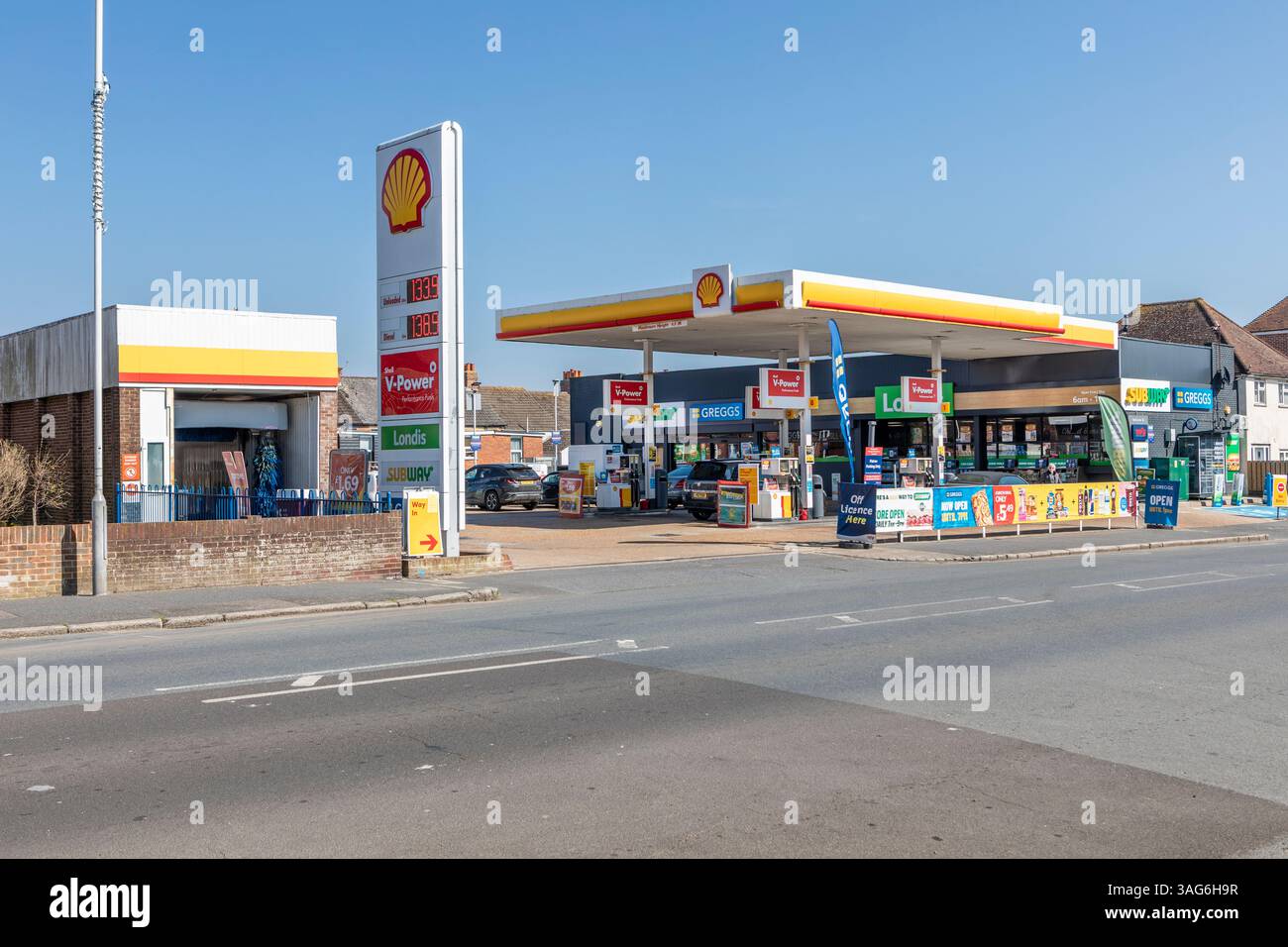 A Shell petrol station and EV charging point on Cheriton High Street ...