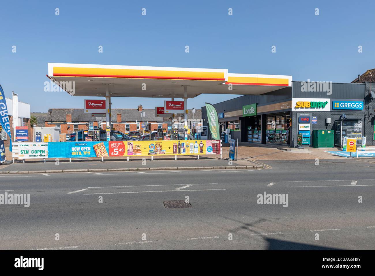 A Shell petrol station and EV charging point on Cheriton High Street ...