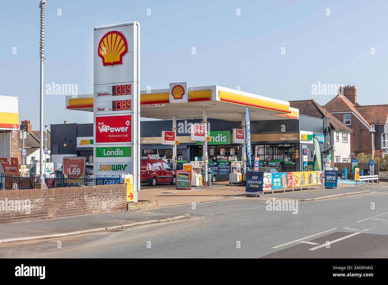 A Shell petrol station and EV charging point on Cheriton High Street ...