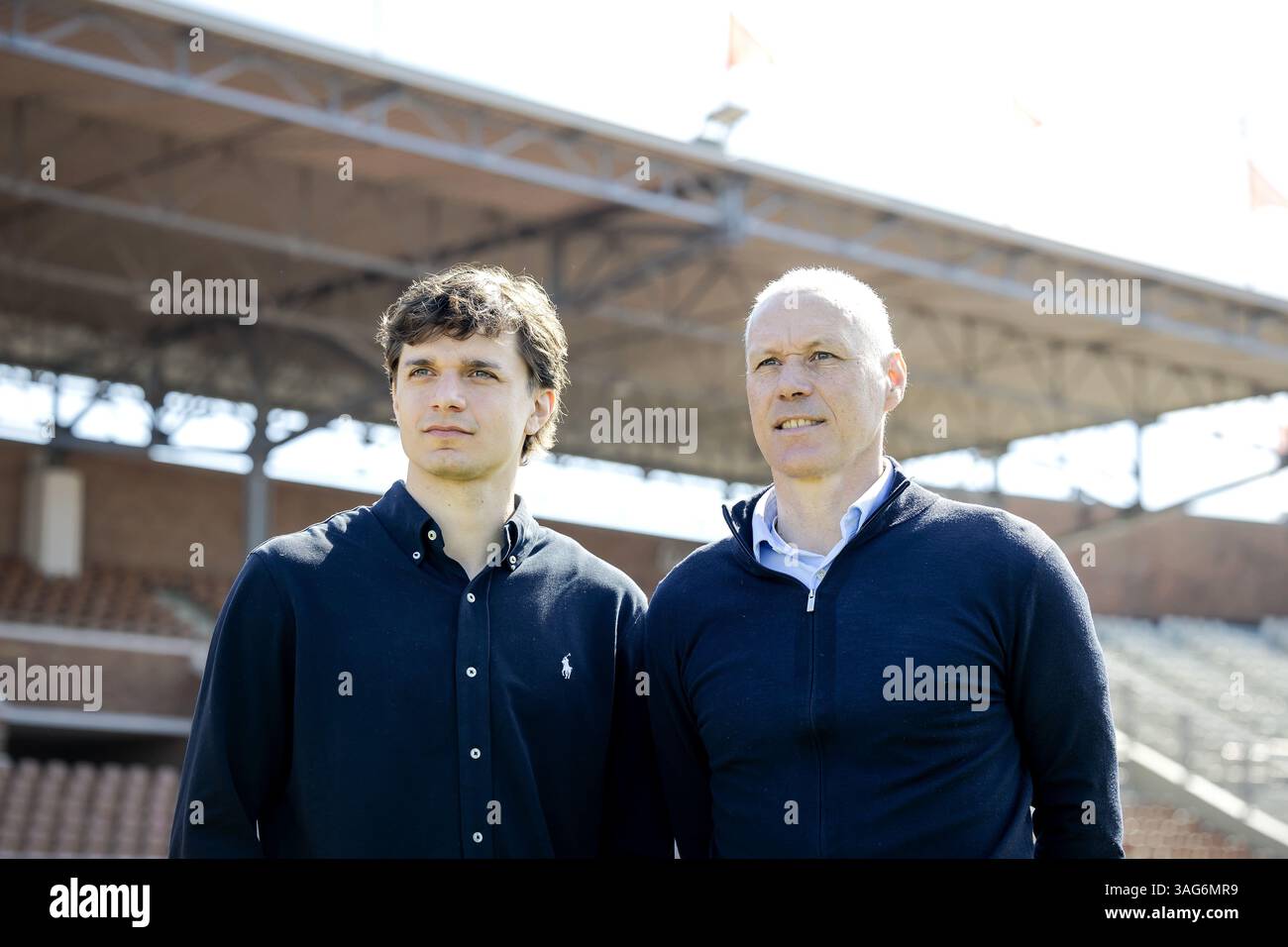 AMSTERDAM - Chris Peters and Marco van Basten pose during a Videoland ...