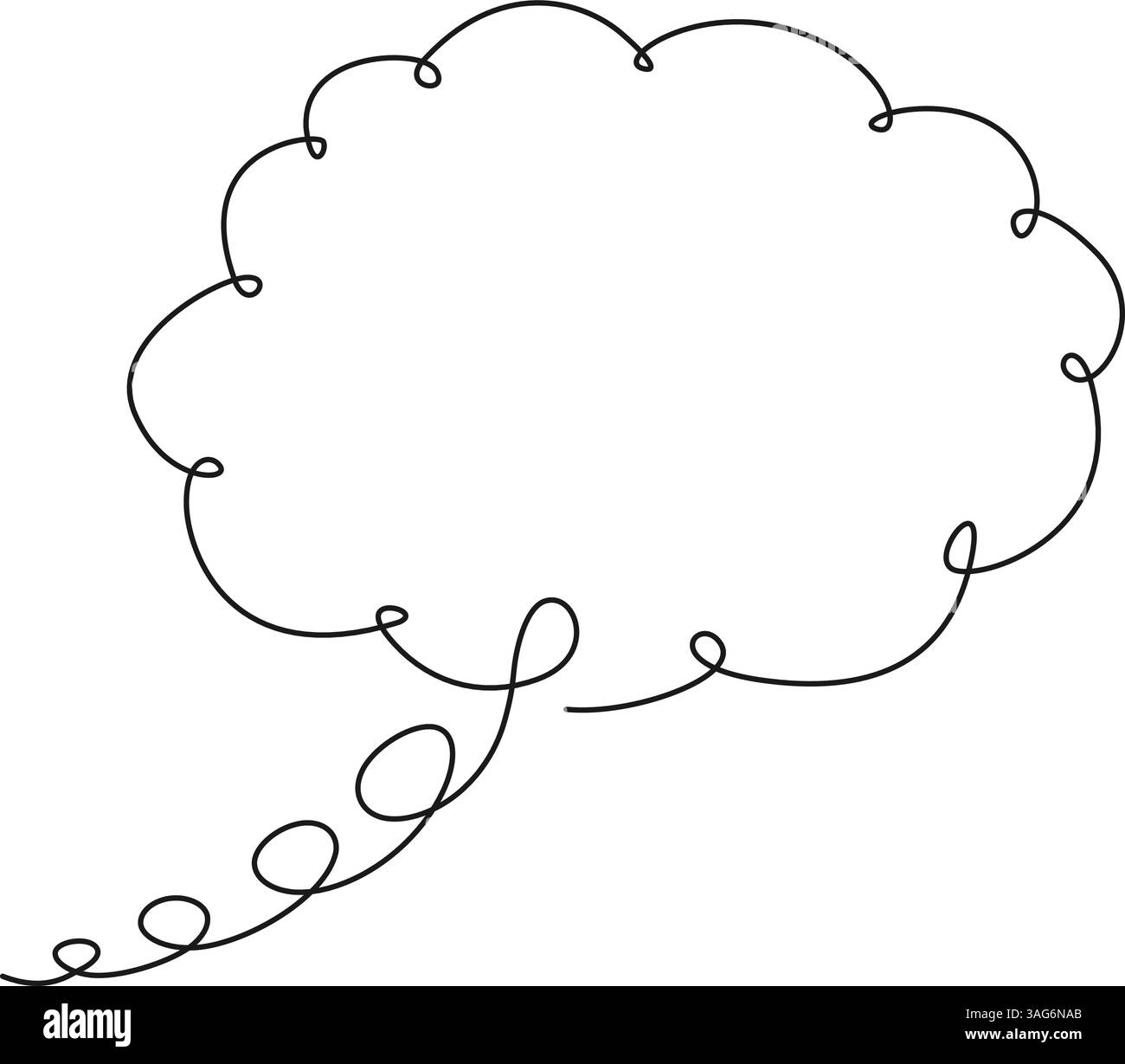 continuous single line drawing of a thought bubble, line art vector ...