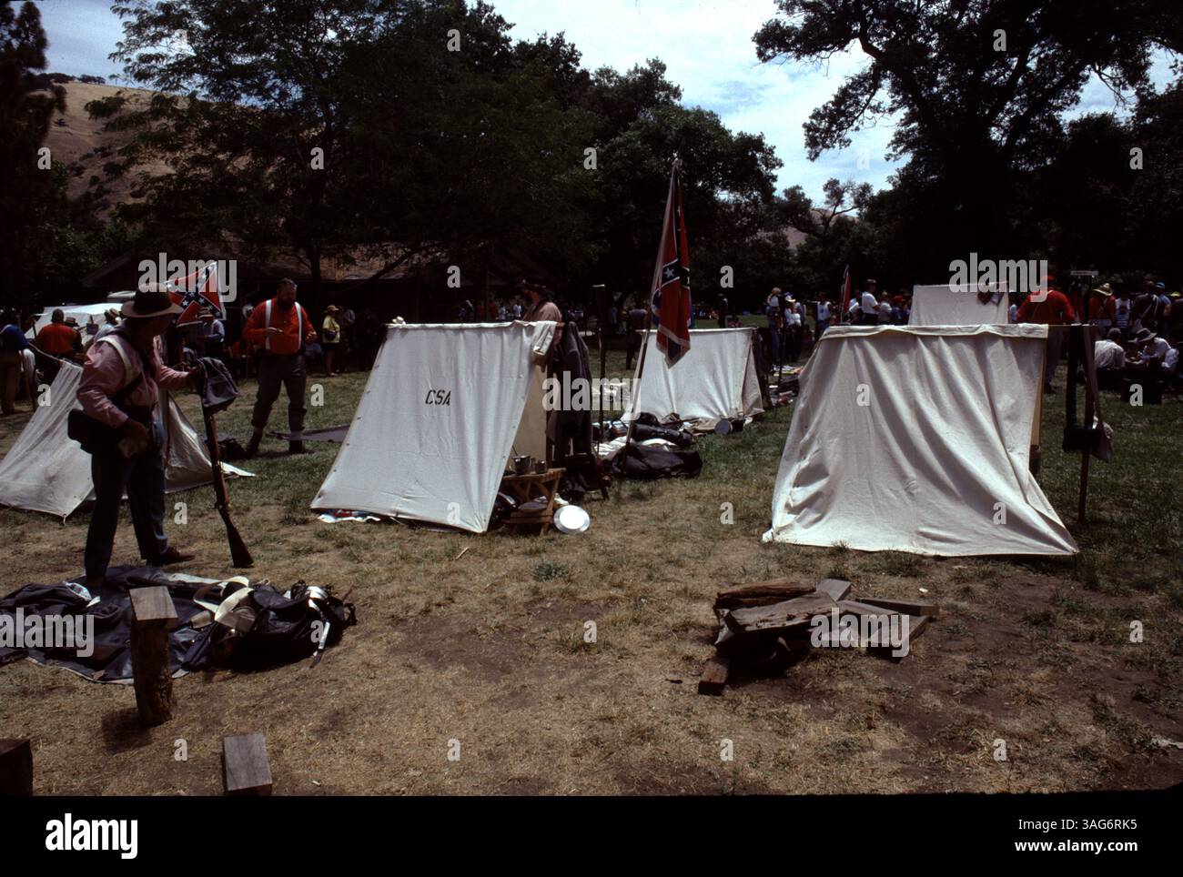 Lebec, California. U.S.A. May 1984. Fort Tejon State Historic Park U.S. Civil War re-enactment ...