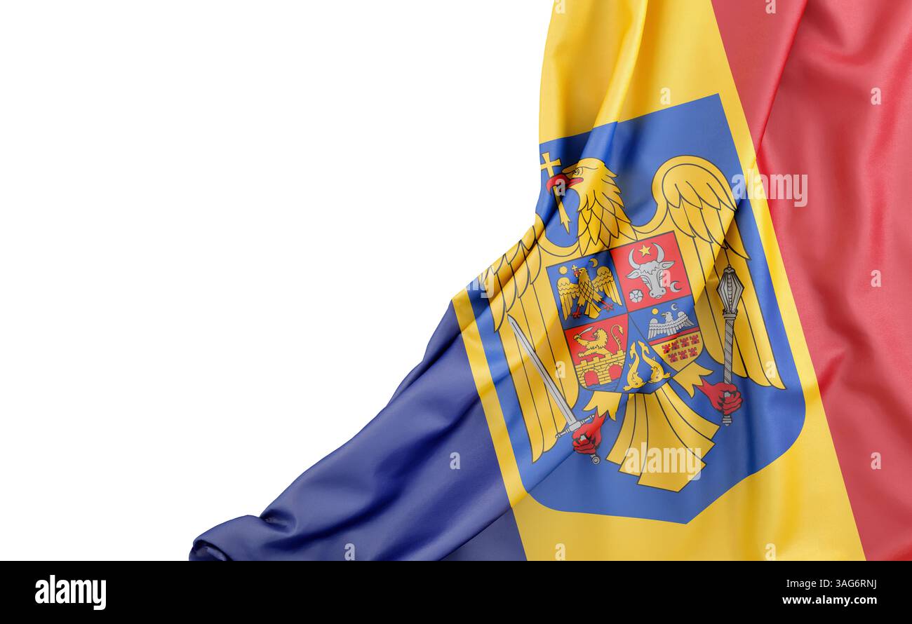 Flag of Romania with Coat of arms with empty space on the left ...