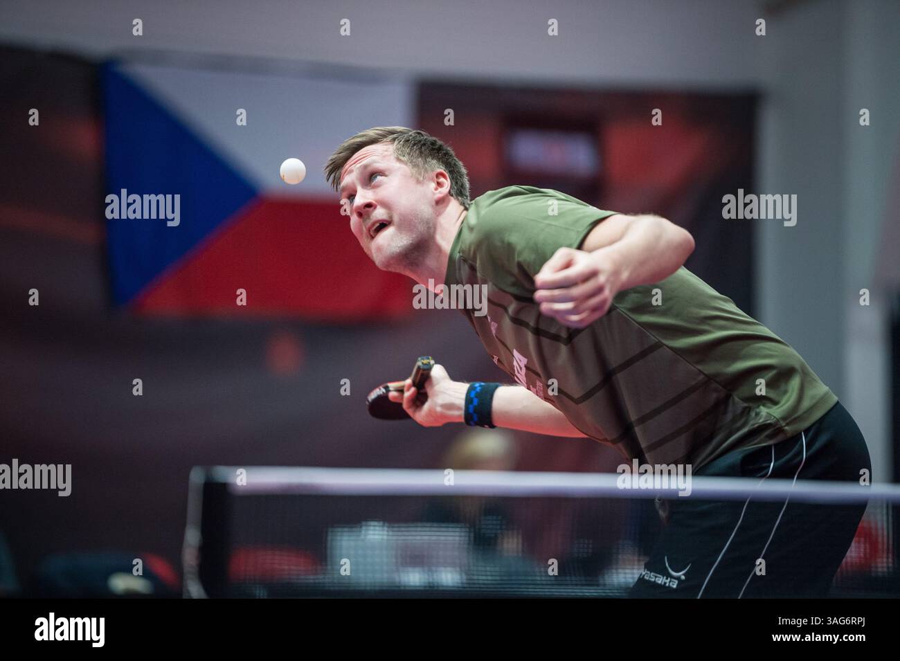 Mathias Falck from Sweden in action during the WTT Feeder Havirov 2025 ...