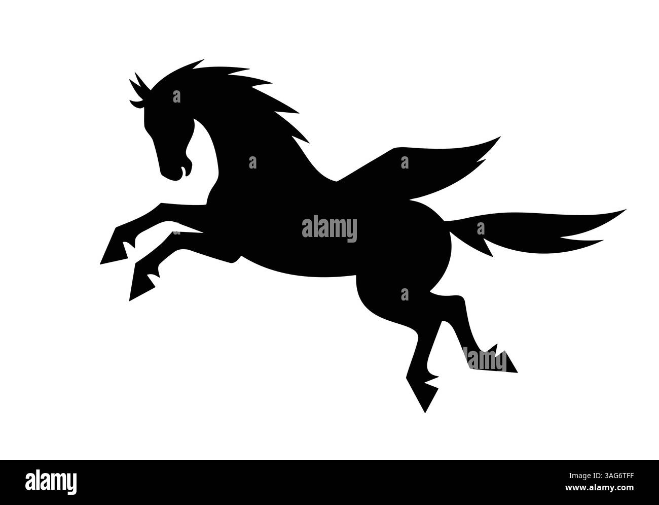 Pegasus horse logo icon. Horse silhouette black mythical animal greek ...