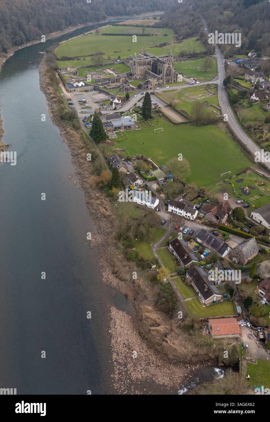 Tintern Abbey, currently undergoing extensive renovation sits beside ...