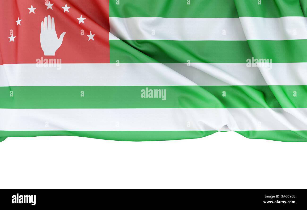 Flag of Abkhazia isolated on white background with copy space below. 3D rendering Stock Photo ...