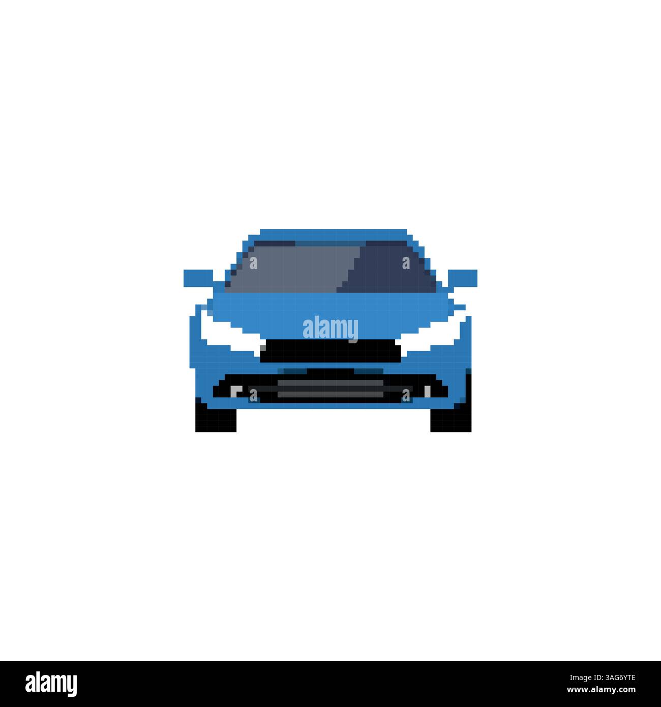 Pixelated sports car icon in front view. Retro pixel art sports car ...