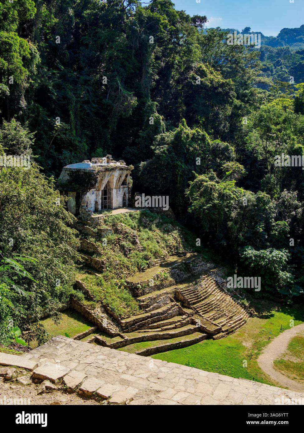 Temple of the Foliated Cross, elevated view, Palenque Archaeological ...