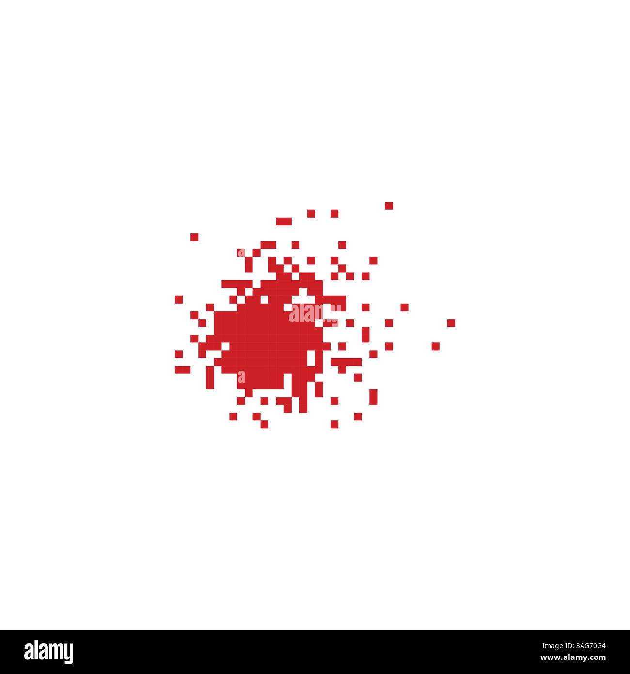 Red blood splatter in pixel art style. Pixelated blood stain with drips ...