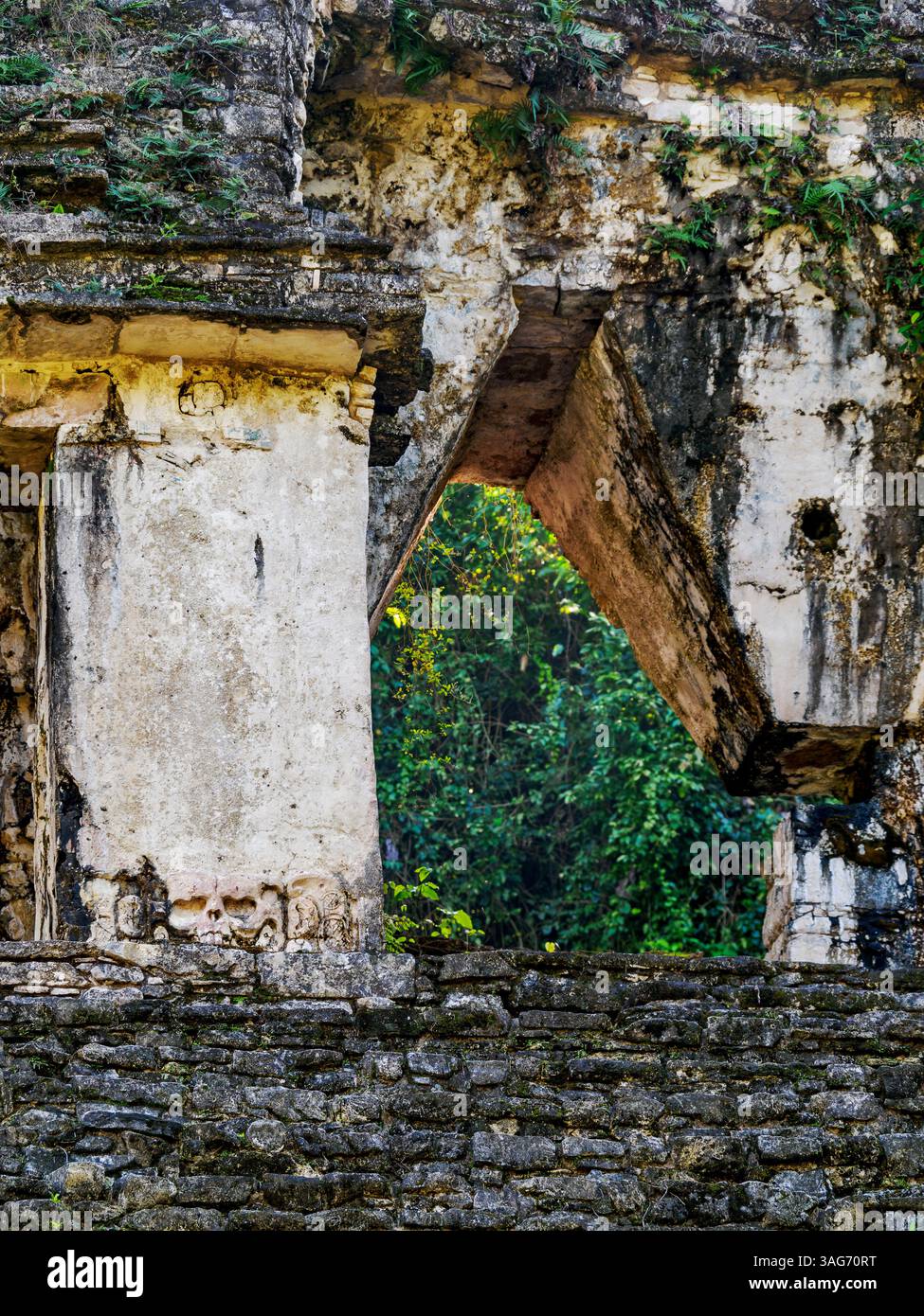 Temple of the Skull, detailed view, Palenque Archaeological Site ...