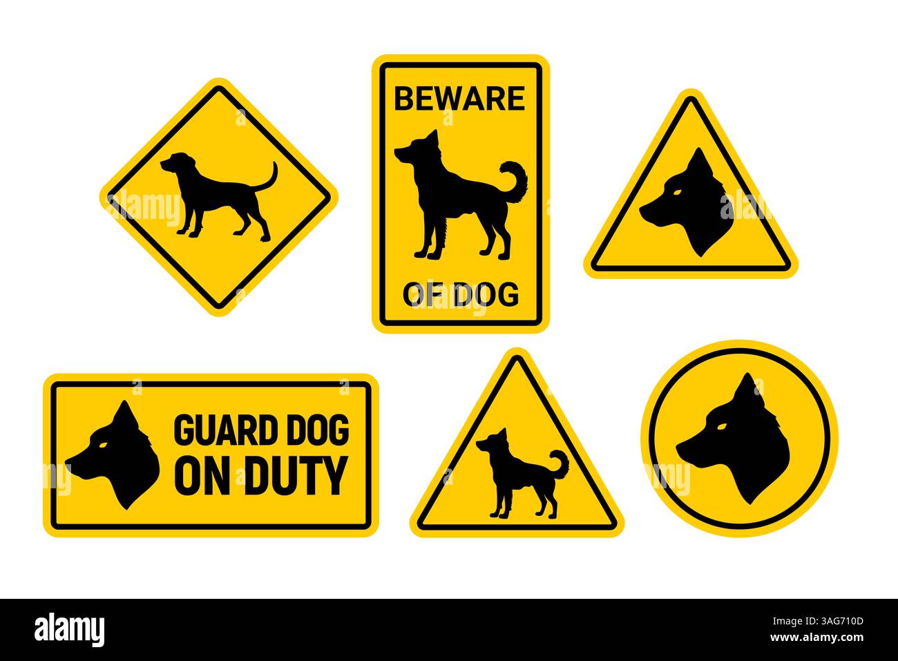 Dog beware sign guard icon. Dog danger forbidden pictogram vector icon ...