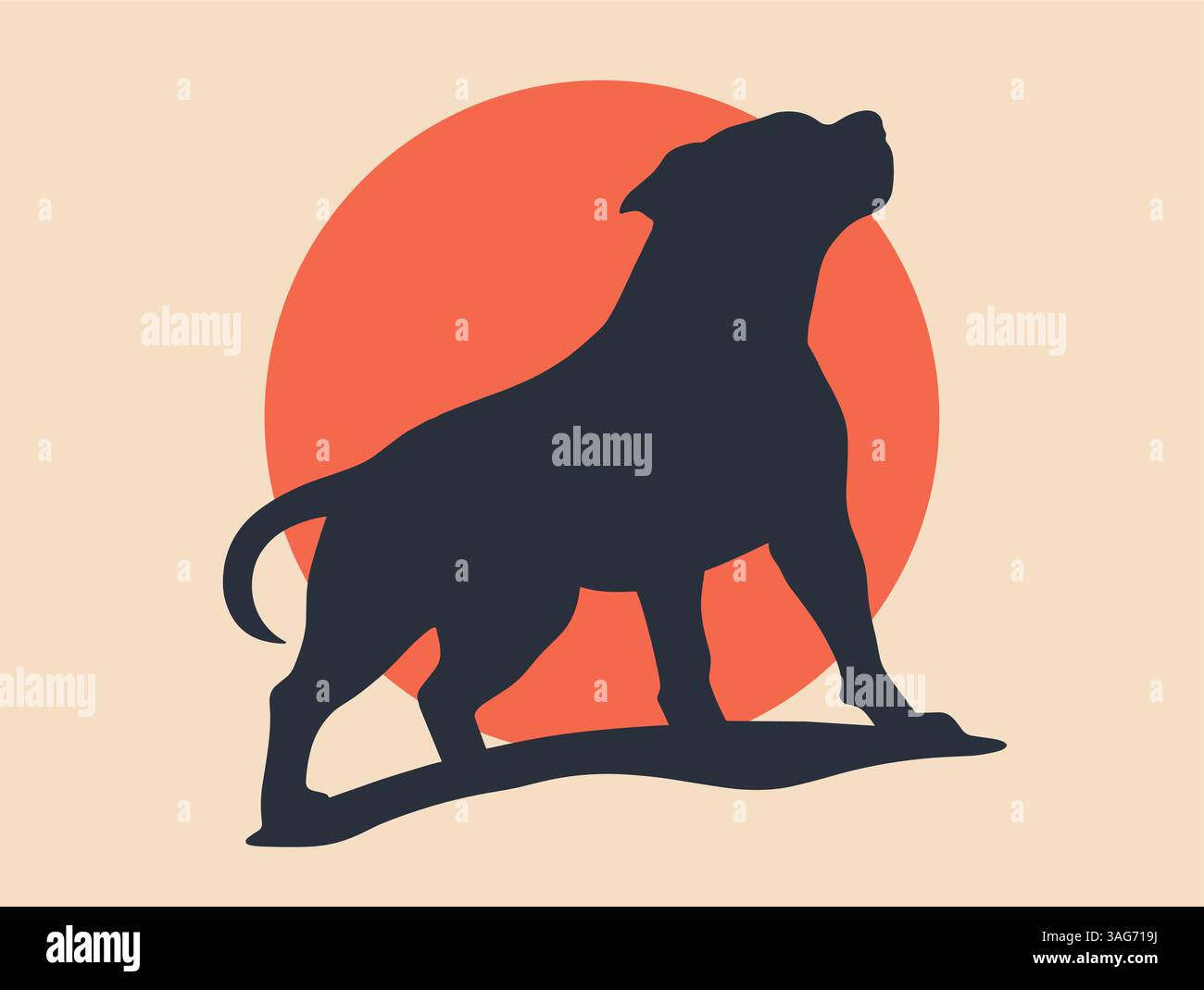 Dog silhouette icon with lab profile head in black and white. Vector ...