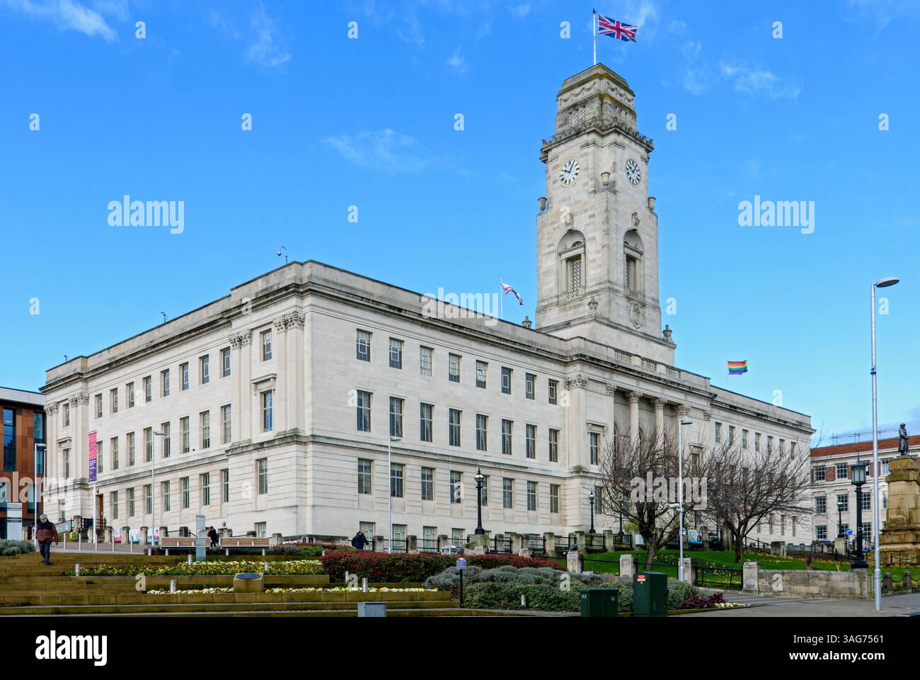 Barnsley town hall, designed by Sir Arnold Thornely and opened in 1933 ...