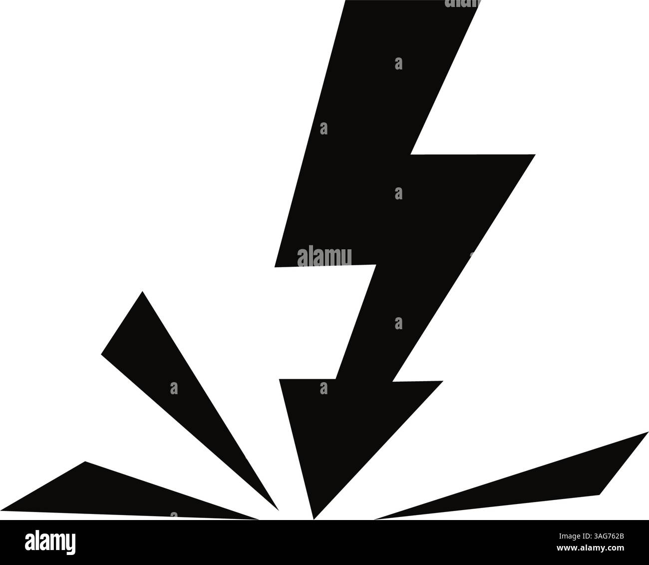 Black lightning bolt icon symbolizing sudden impact and energy Stock ...