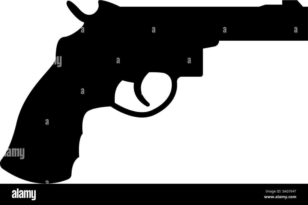 Realistic vector silhouette of a revolver isolated on white background ...