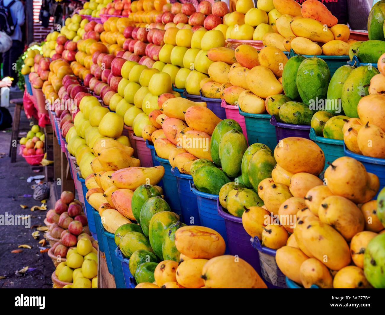 Fruit stalls in front of the Jose Castillo Tielemans Municipal Market ...