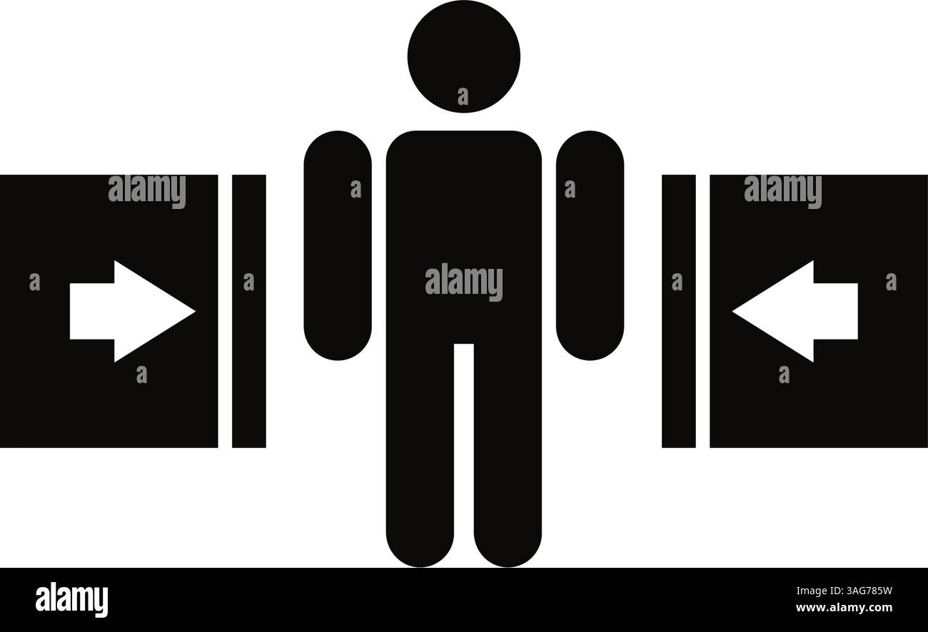 Warning icon of person being crushed by machine press, hazard alert ...