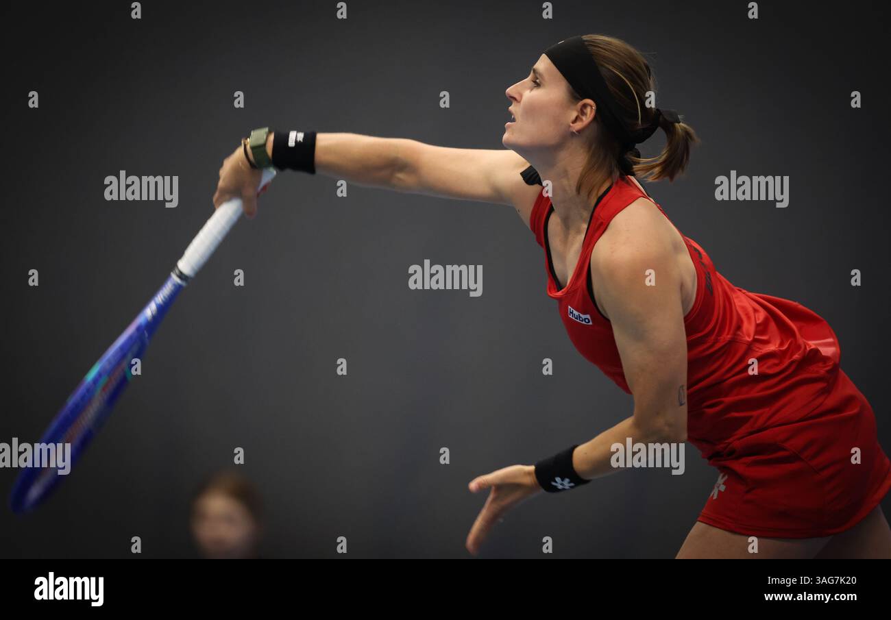 Belgian Greet Minnen pictured in action during a tennis match between ...