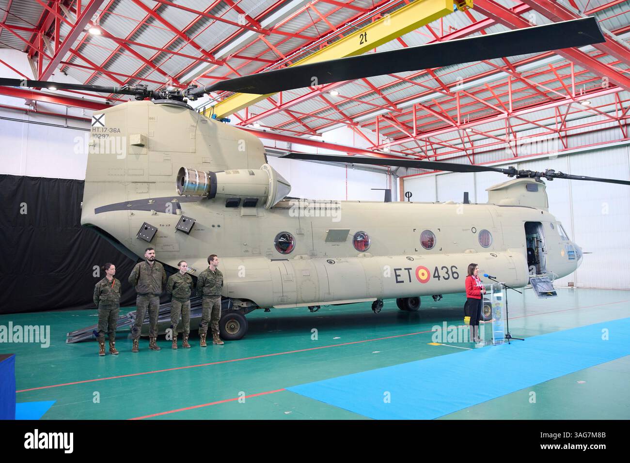 Exterior of the modernized CH47 F Chinook, at the Base de las Fuerzas ...