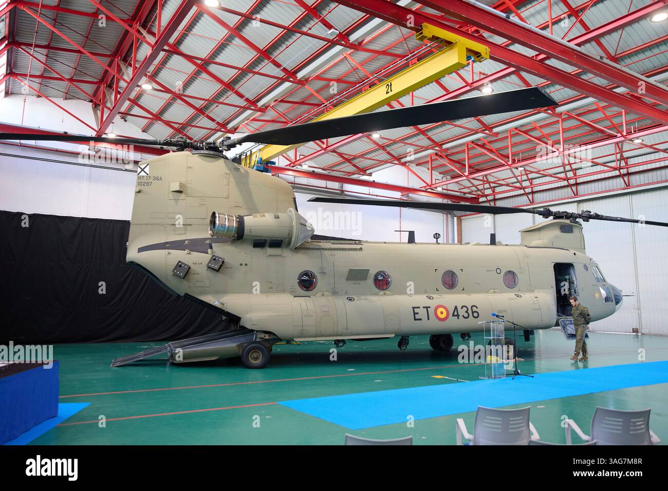 IExterior of the CH47 F modernized Chinook, at the Base de las Fuerzas ...