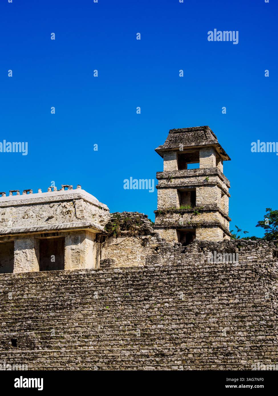 The Palace, Palenque Archaeological Site, Palenque, Chiapas State ...