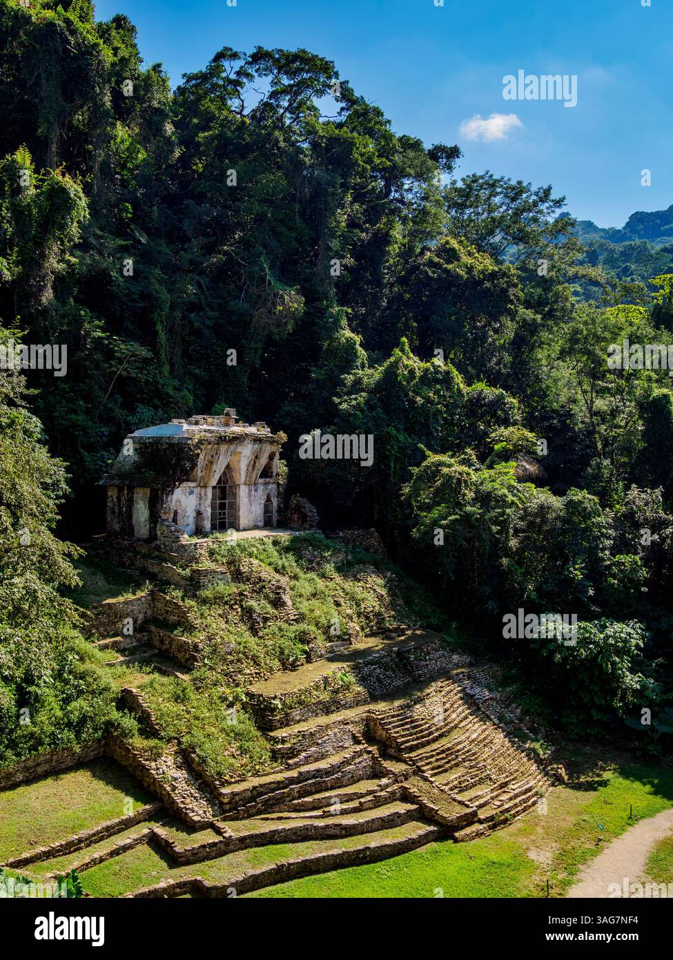 Temple of the Foliated Cross, elevated view, Palenque Archaeological ...