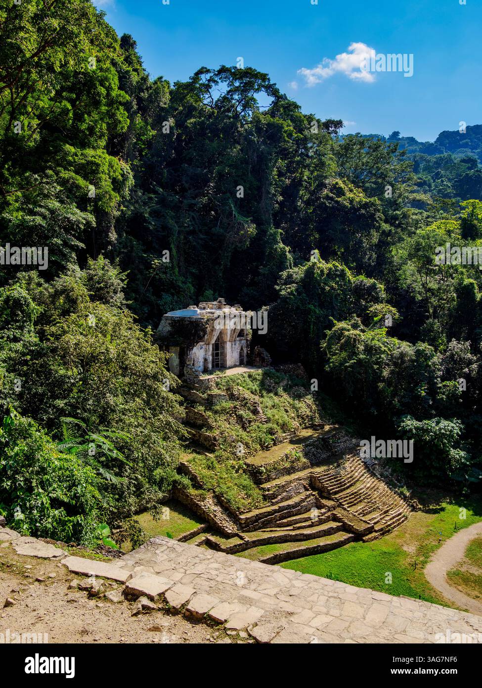 Temple of the Foliated Cross, elevated view, Palenque Archaeological ...