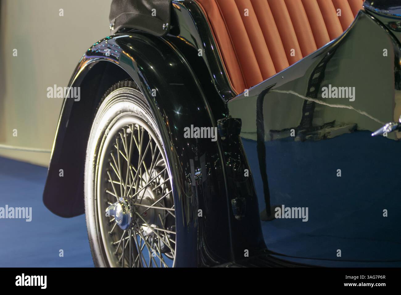 Zoom at classic car wheel in Car show event at Bangkok, Thailand. This ...