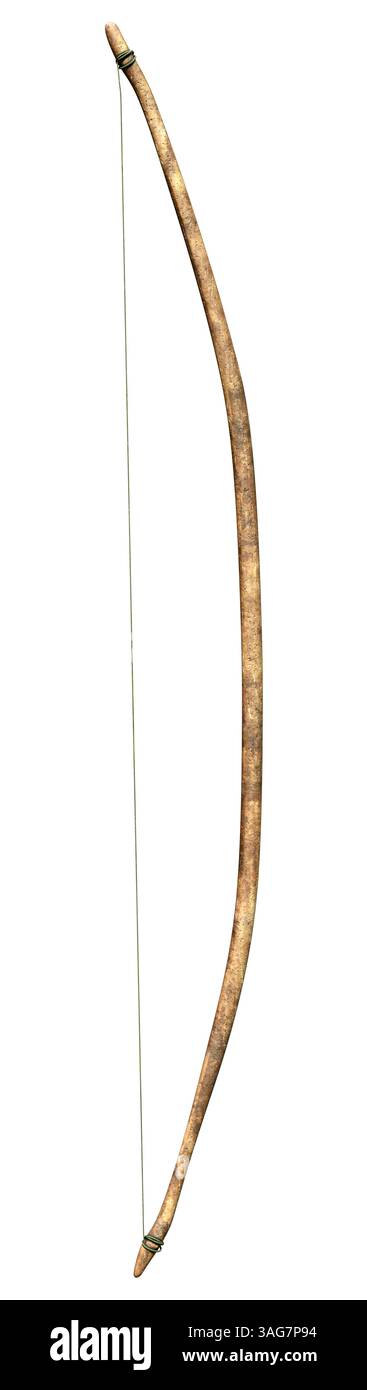 3D rendering of a primitive weapon wooden bow isolated on white ...