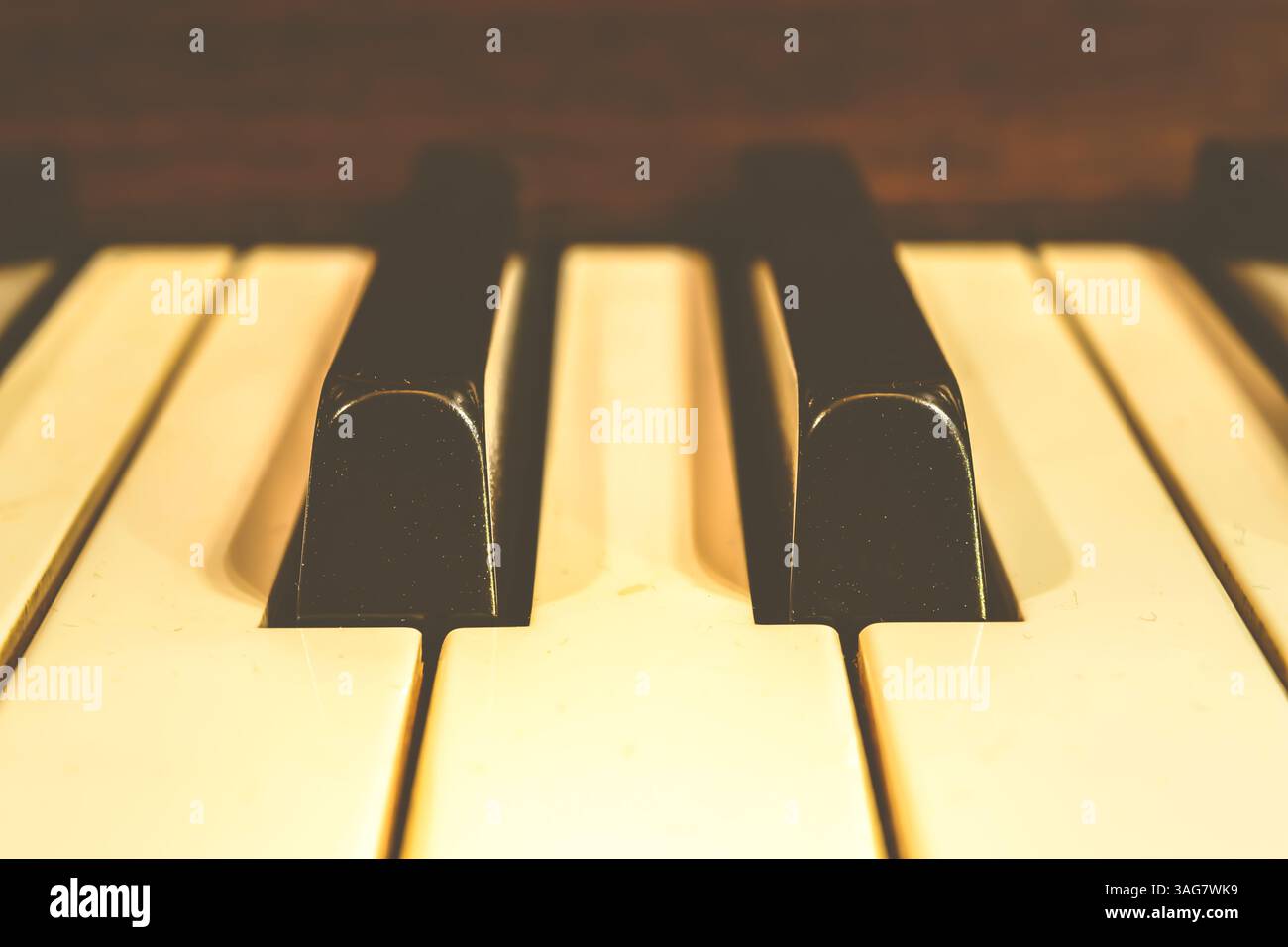 Piano keys in warm color tone, Zoom in , process in vintage style Stock ...