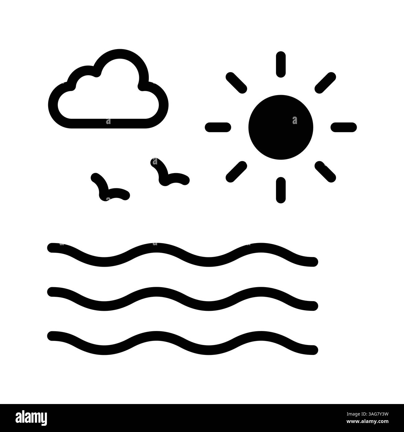 Premium design of icon of weather, with cloudy scene and birds chirping ...