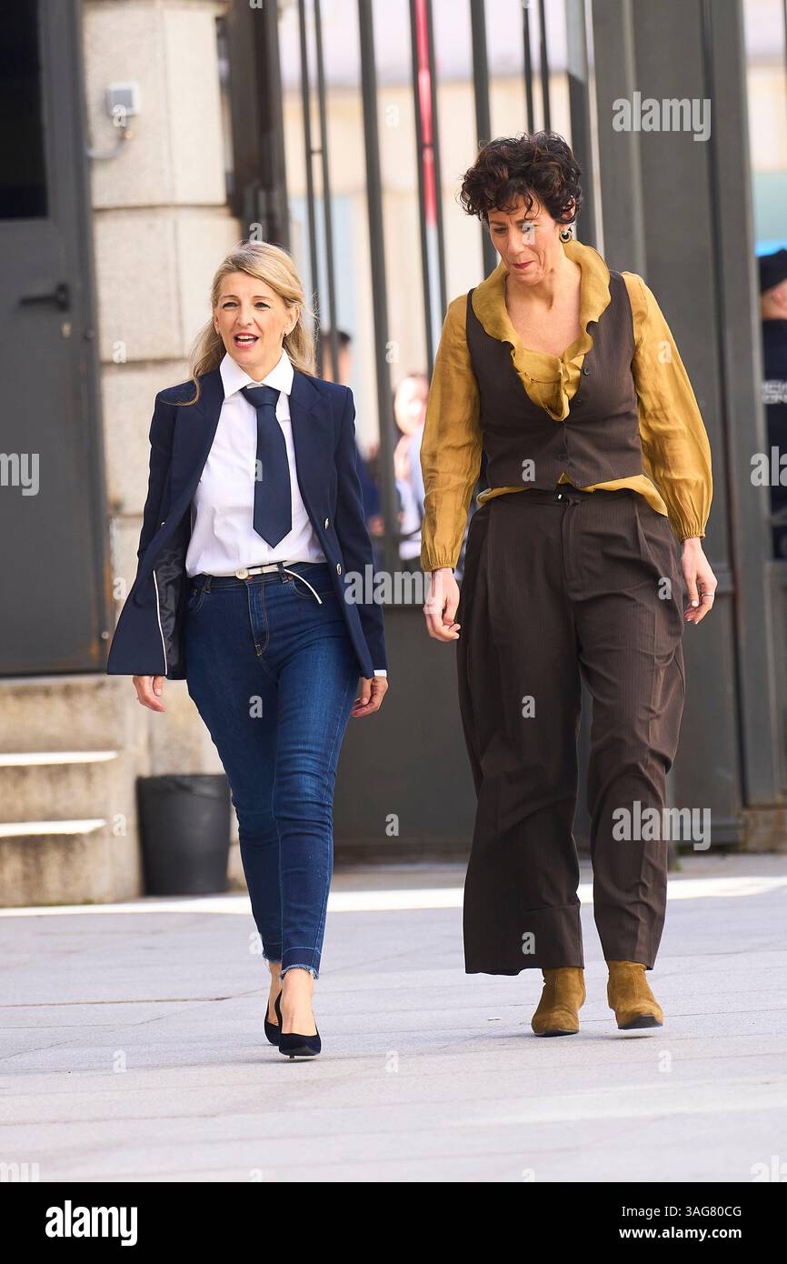 Yolanda Diaz, Vice President, Elma Saiz attends Commemoration of the ...