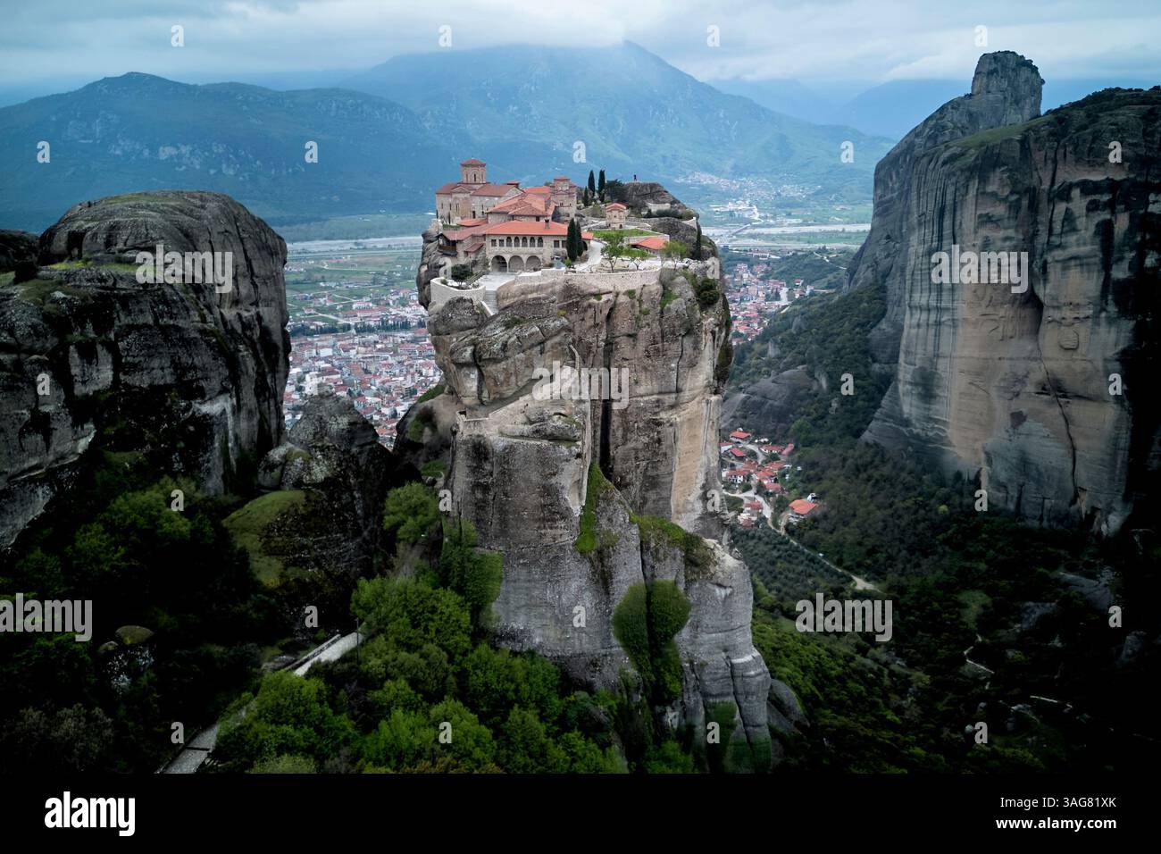 The Monastery of Holy Trinity is pictured on a rock high above the city ...