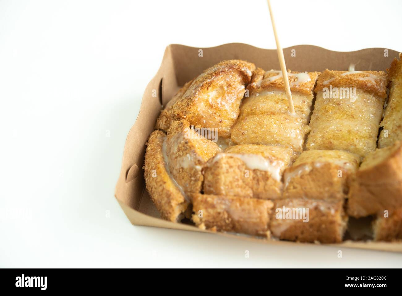 Bread toast with butter and sweet condensed milk for sale at Thai ...