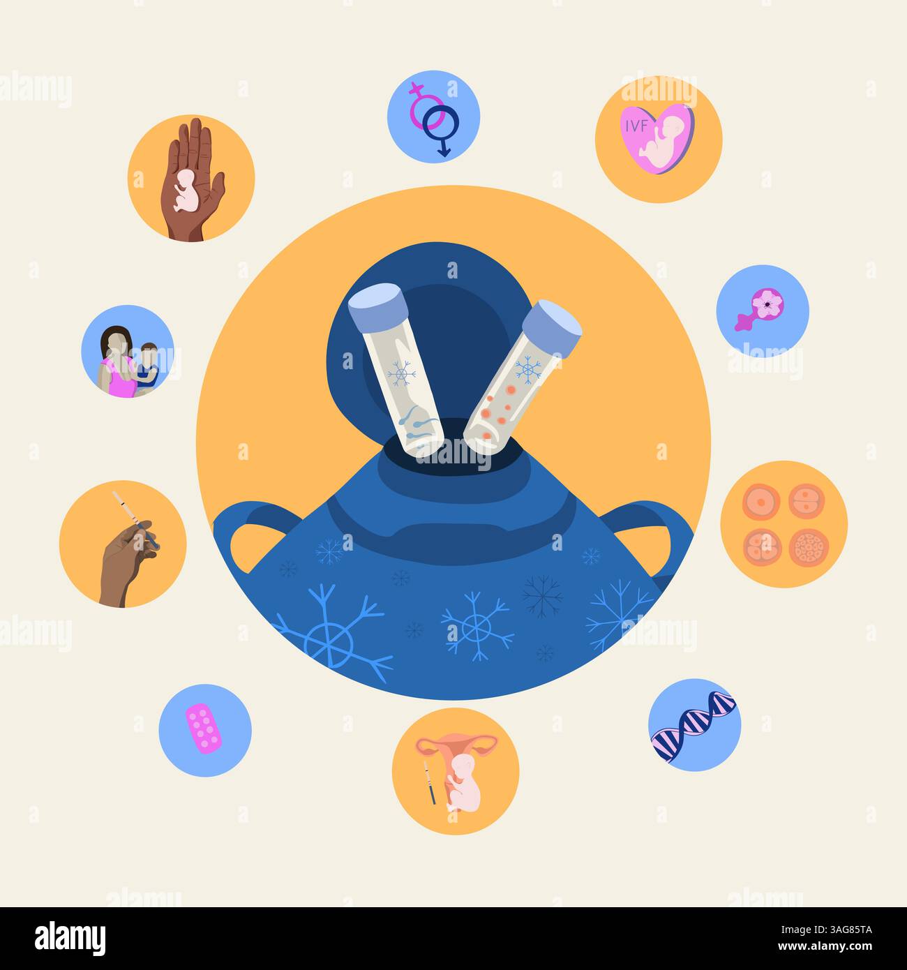 Vector isolated illustration of egg and sperm freezing ...