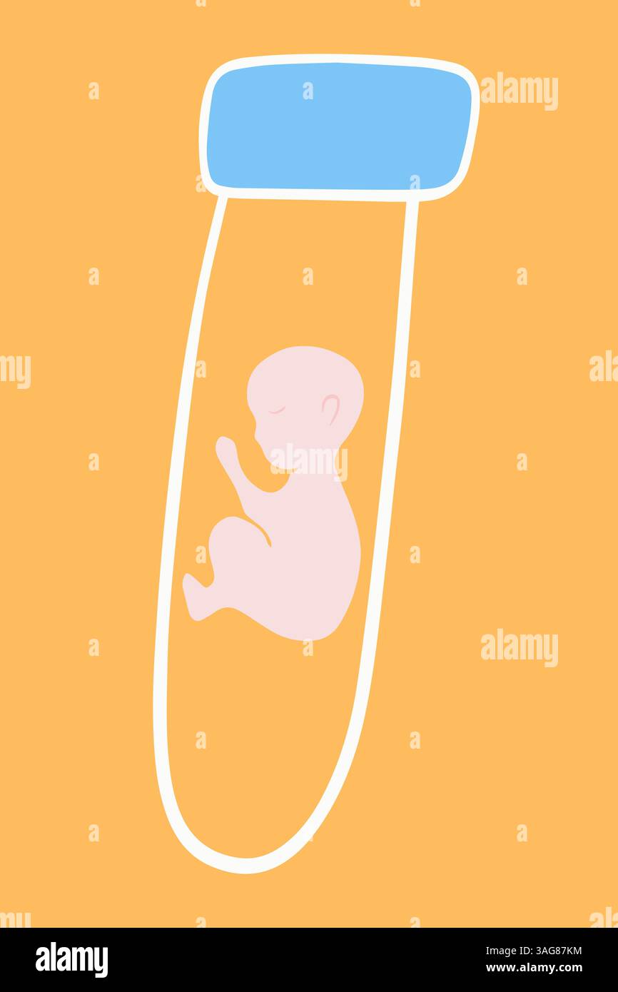 Vector isolated illustration of embryo in test tube. In vitro ...
